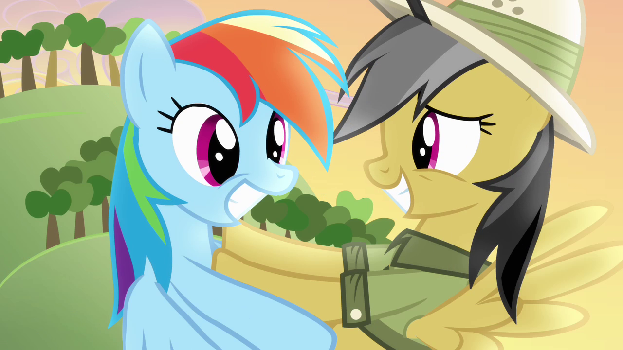 #3124190 - safe, screencap, daring do, rainbow dash, pony, daring don't, g4, clothes, cute ...