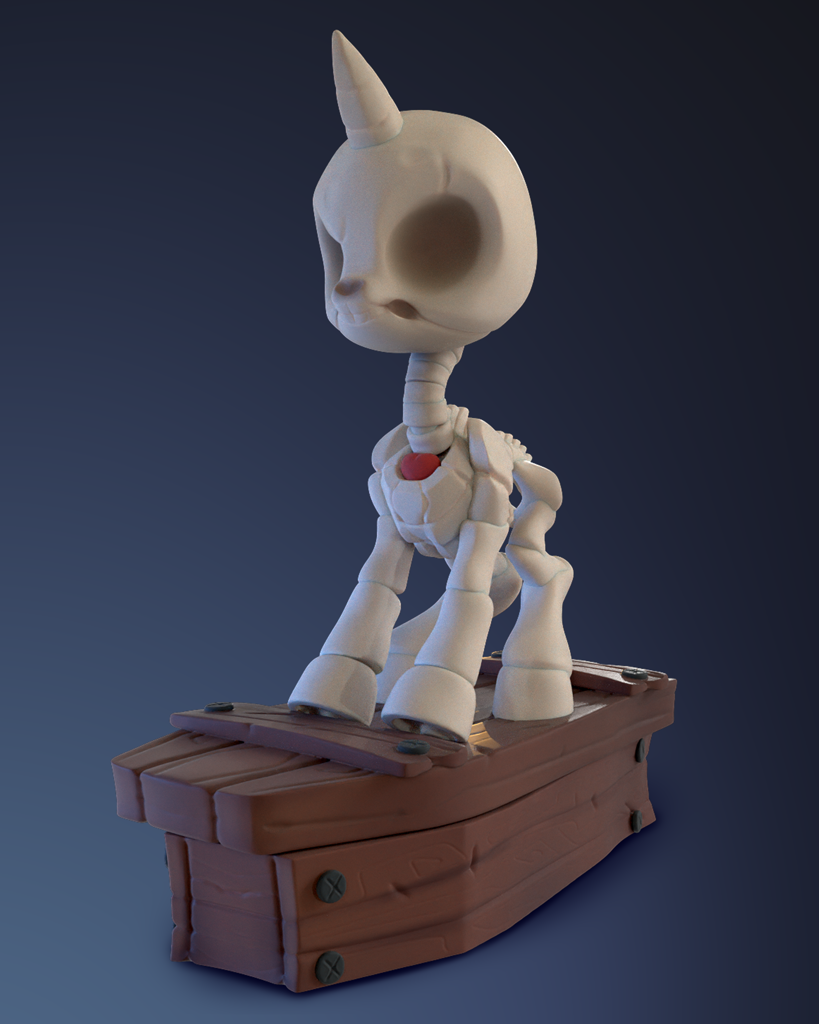 #3124332 - safe, artist:hattiezazu, pony, skeleton pony, unicorn, bone ...