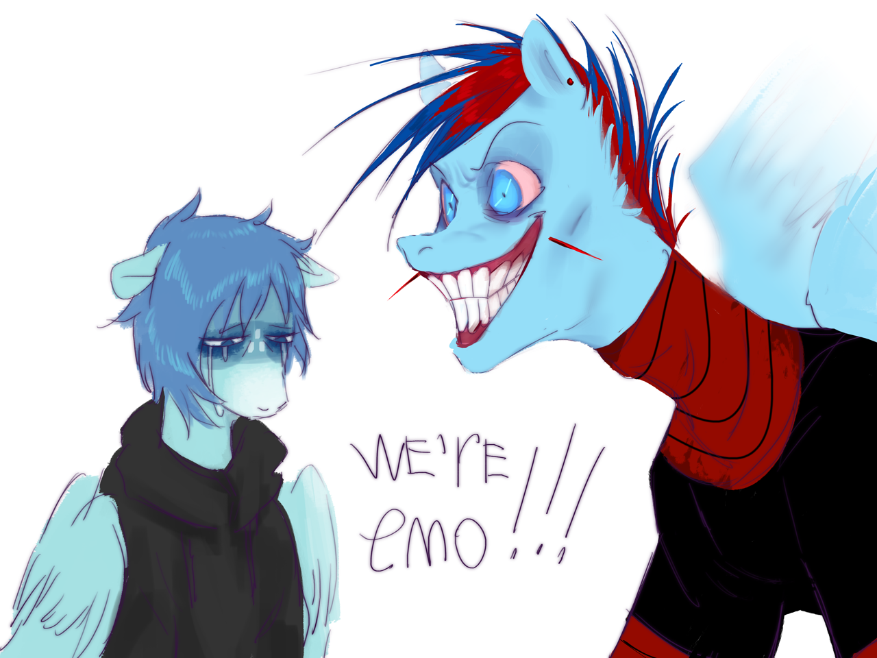 #3125286 - safe, oc, pegasus, pony, creepy, emo, meme, we're emo - Derpibooru