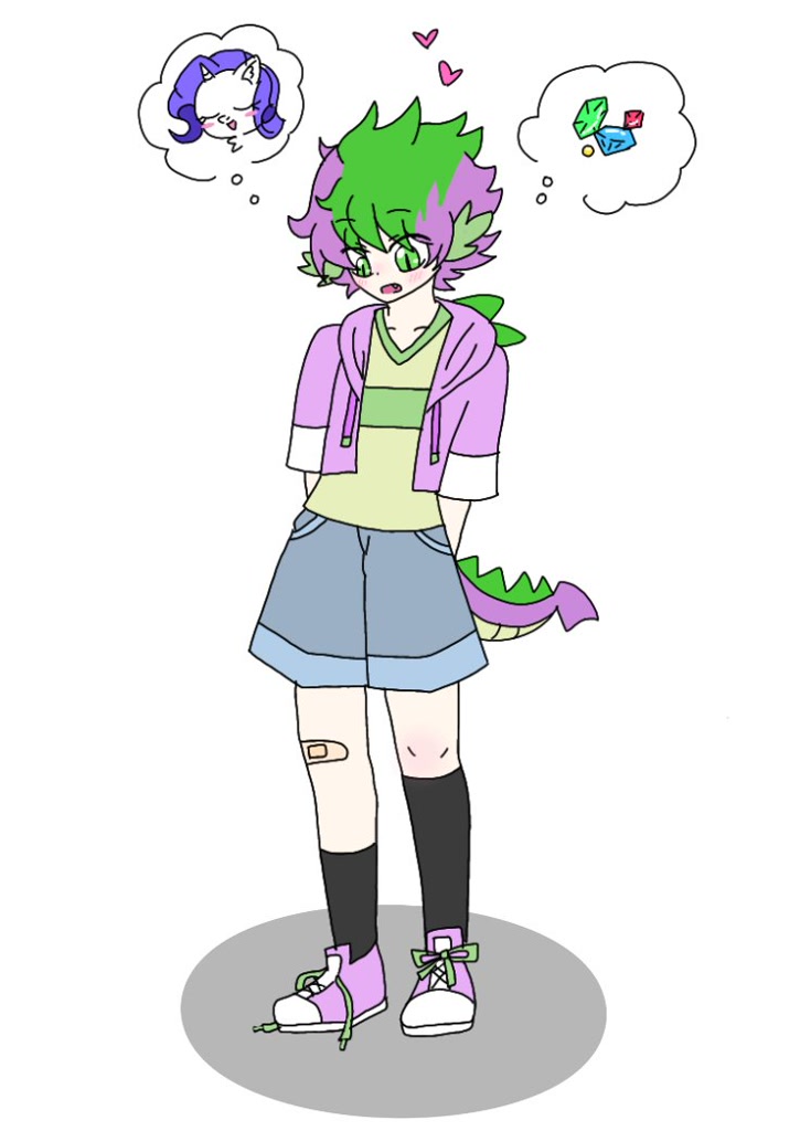 #3125400 - safe, artist:ruto_me, rarity, spike, human, g4, female, gem ...