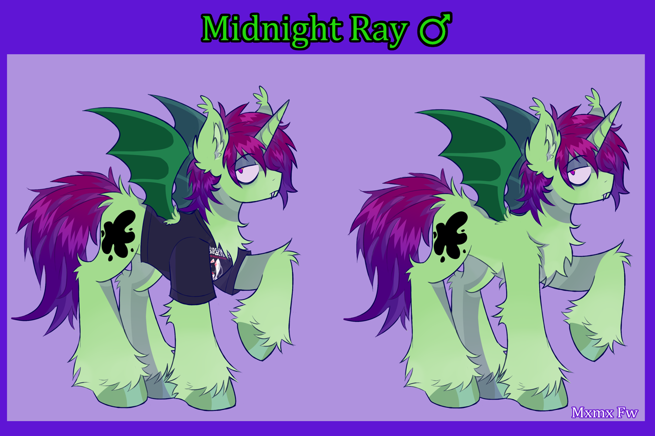 #3127290 - safe, artist:k0br4, oc, oc:midnight ray, bat pony, bat pony unicorn, hybrid, pony ...