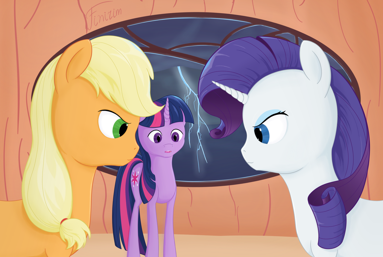 #3128197 - safe, artist:finirim, applejack, rarity, twilight sparkle ...