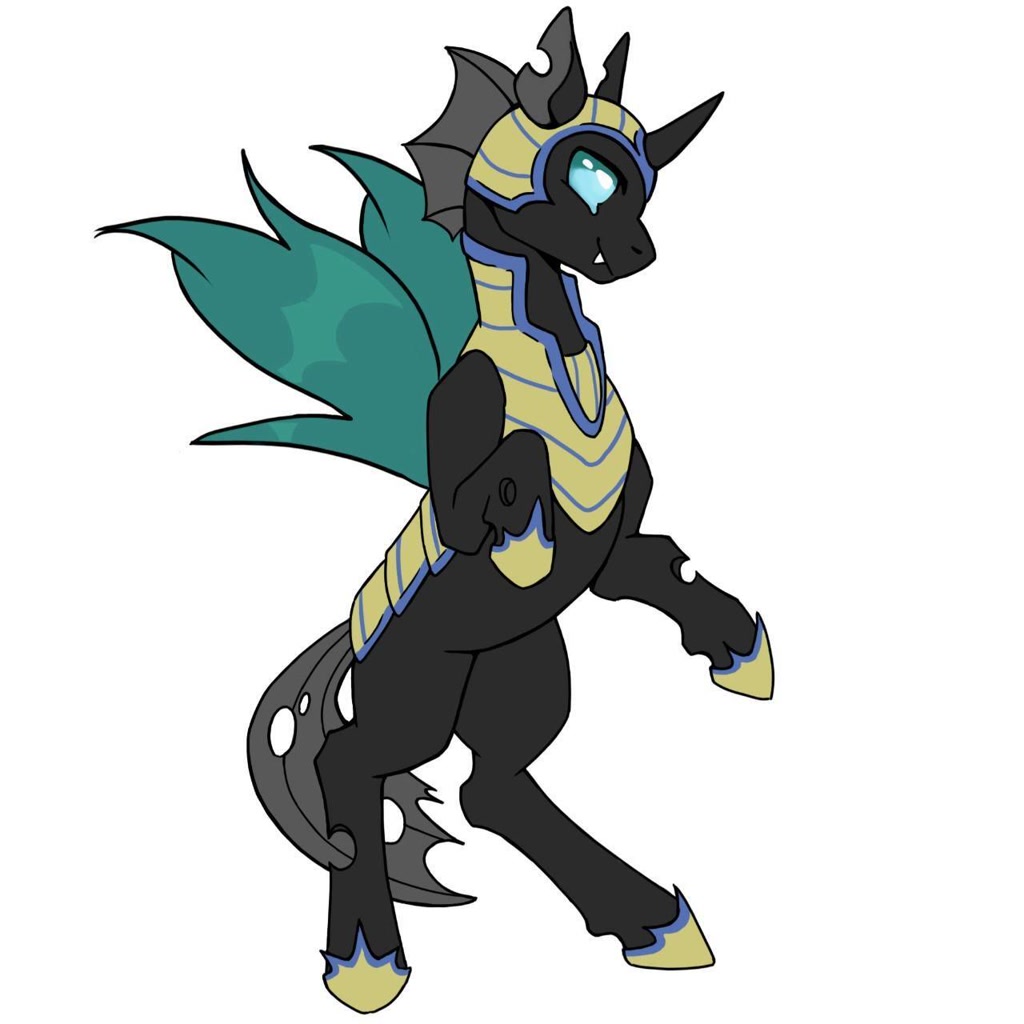 #3129146 - safe, artist:flaming-trash-can, oc, oc only, changeling, armor, simple background ...