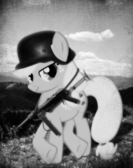 #3129238 - safe, applejack, earth pony, pony, g4, german, gun ...