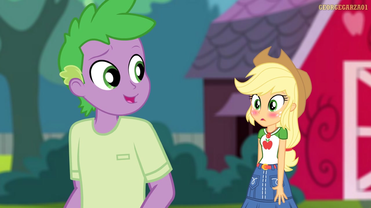 #3130967 - safe, artist:georgegarza01, applejack, spike, human, series ...