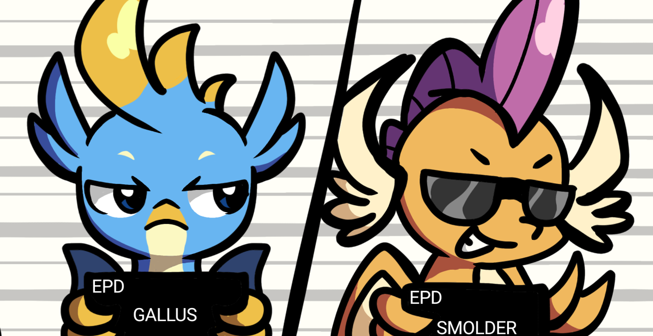 #3133773 - safe, artist:derp pone, gallus, smolder, dragon, griffon, g4 ...