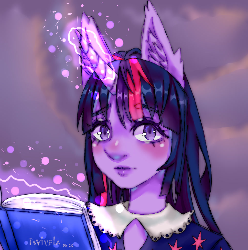 #3118511 - safe, artist:twivela, twilight sparkle, pony, g4, blushing, book, ear fluff, female ...