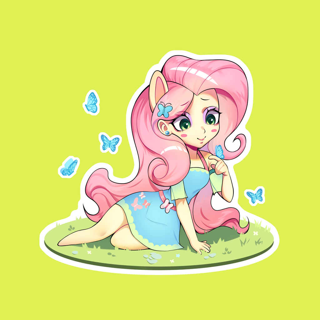 #3134392 - safe, artist:ikstina, fluttershy, butterfly, human ...