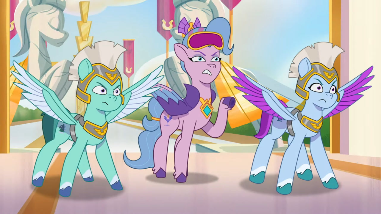 #3119254 - safe, screencap, queen haven, thunder flap, zoom zephyrwing ...