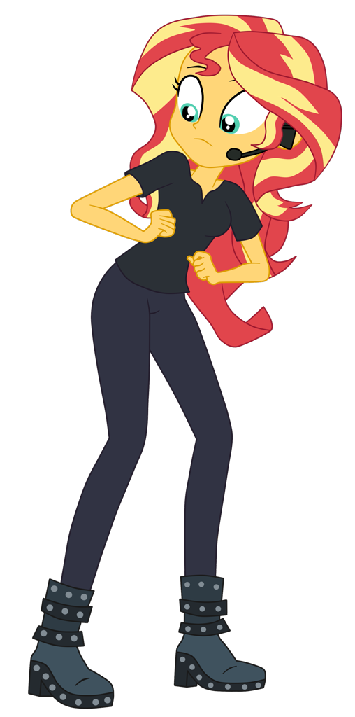 #3119449 - safe, artist:gmaplay, sunset shimmer, human, all the world's off stage, equestria ...