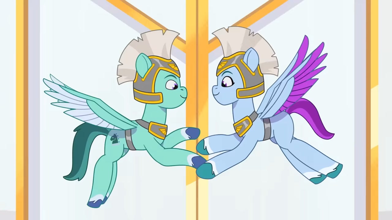 #3119766 - safe, screencap, thunder flap, zoom zephyrwing, pegasus, pony, g5, mare family mare ...