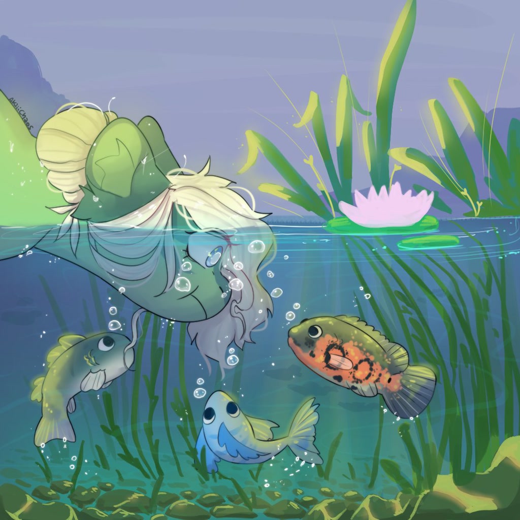 #3120161 - safe, artist:akiiichaos, oc, oc only, fish, pony, bubble ...