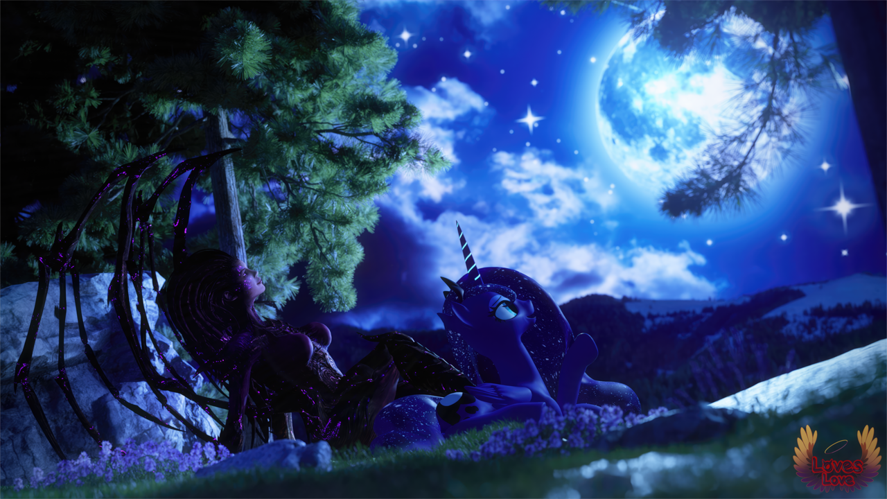 #3120588 - safe, artist:loveslove, princess luna, alicorn, human ...