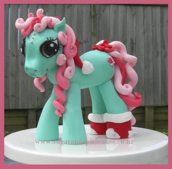 #3120937 - safe, minty, earth pony, pony, g3, bow, cake, christmas ...