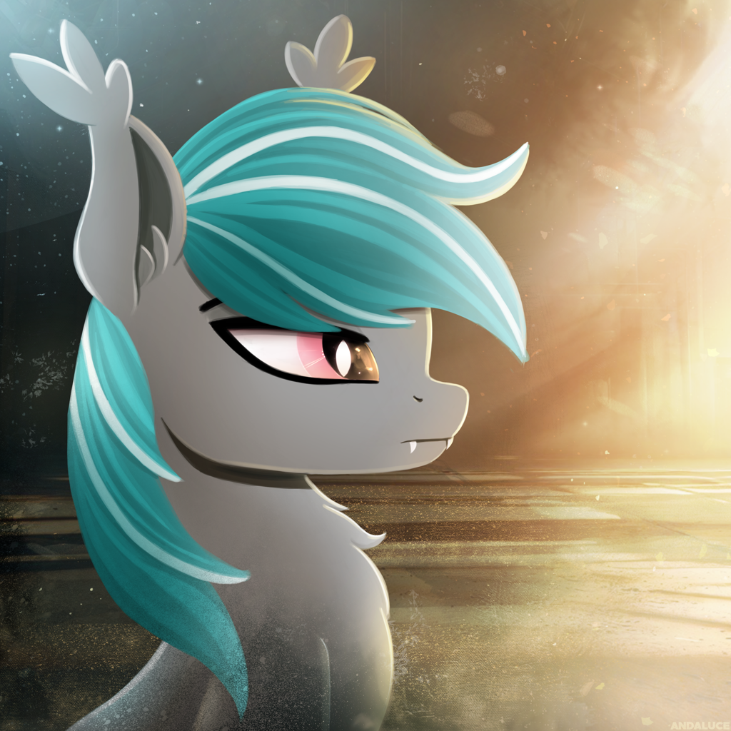 #3121549 - safe, artist:andaluce, oc, oc only, oc:malachite cluster, bat pony, bust, chest fluff ...