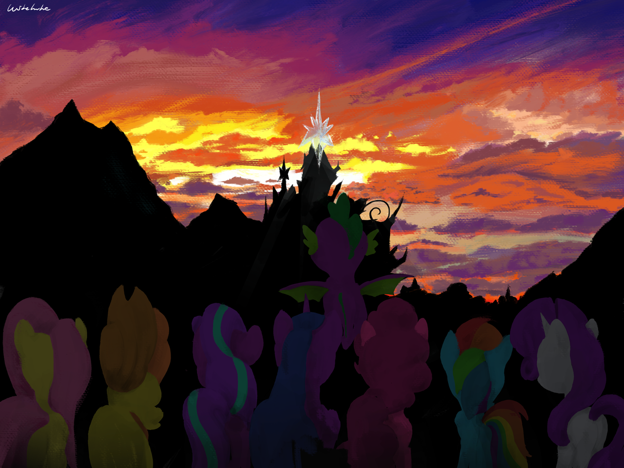 #3135211 - safe, artist:widelake, applejack, fluttershy, pinkie pie ...