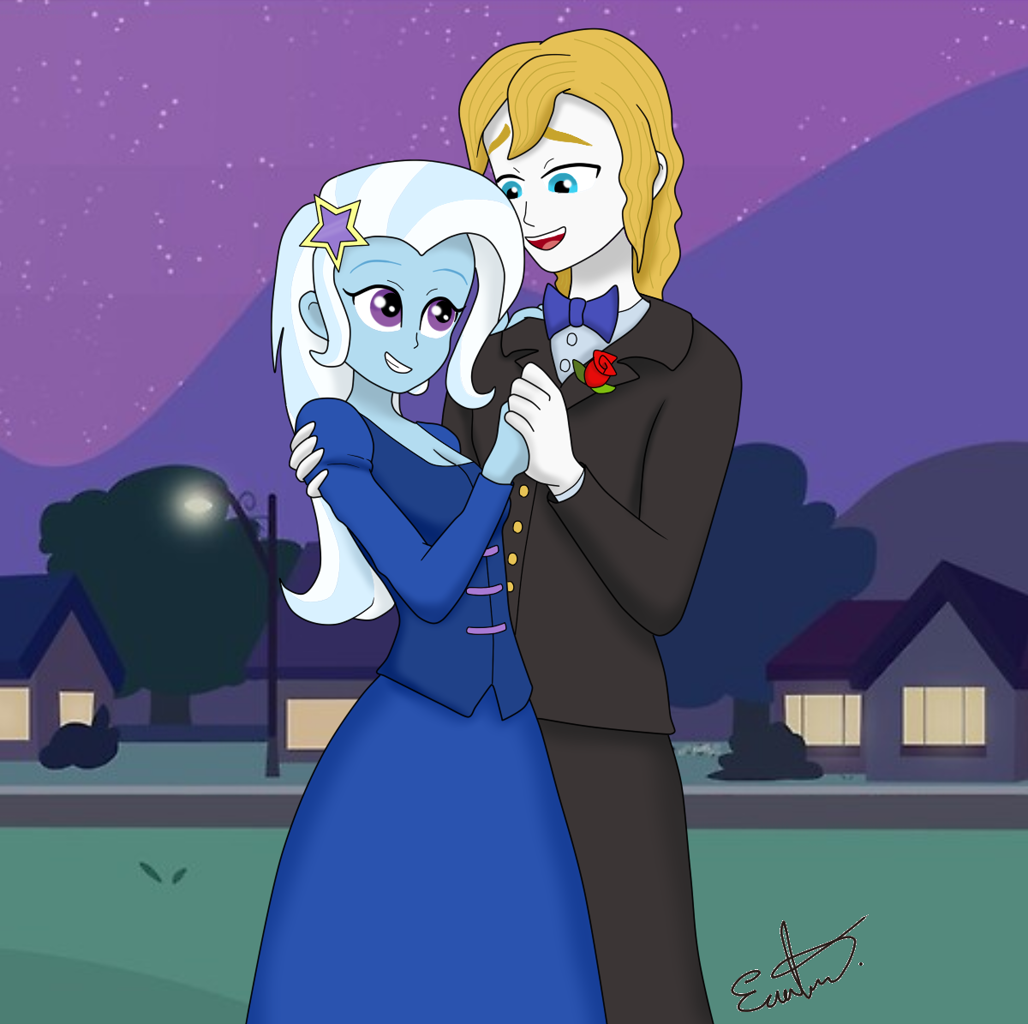 #3135541 - safe, artist:estevangel, prince blueblood, trixie, equestria ...