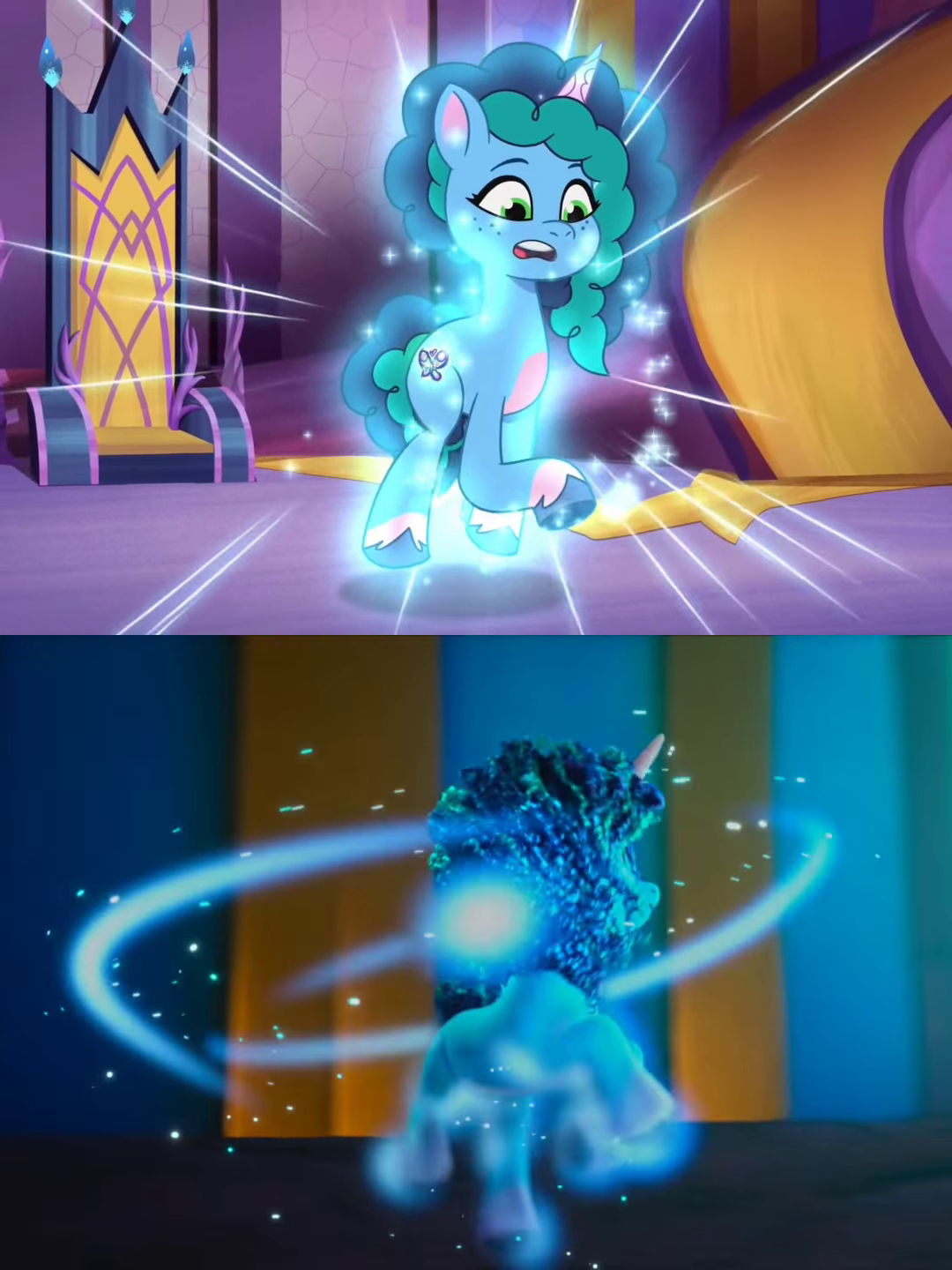 #3144033 - safe, edit, edited screencap, screencap, hitch trailblazer, izzy moonbow, misty ...