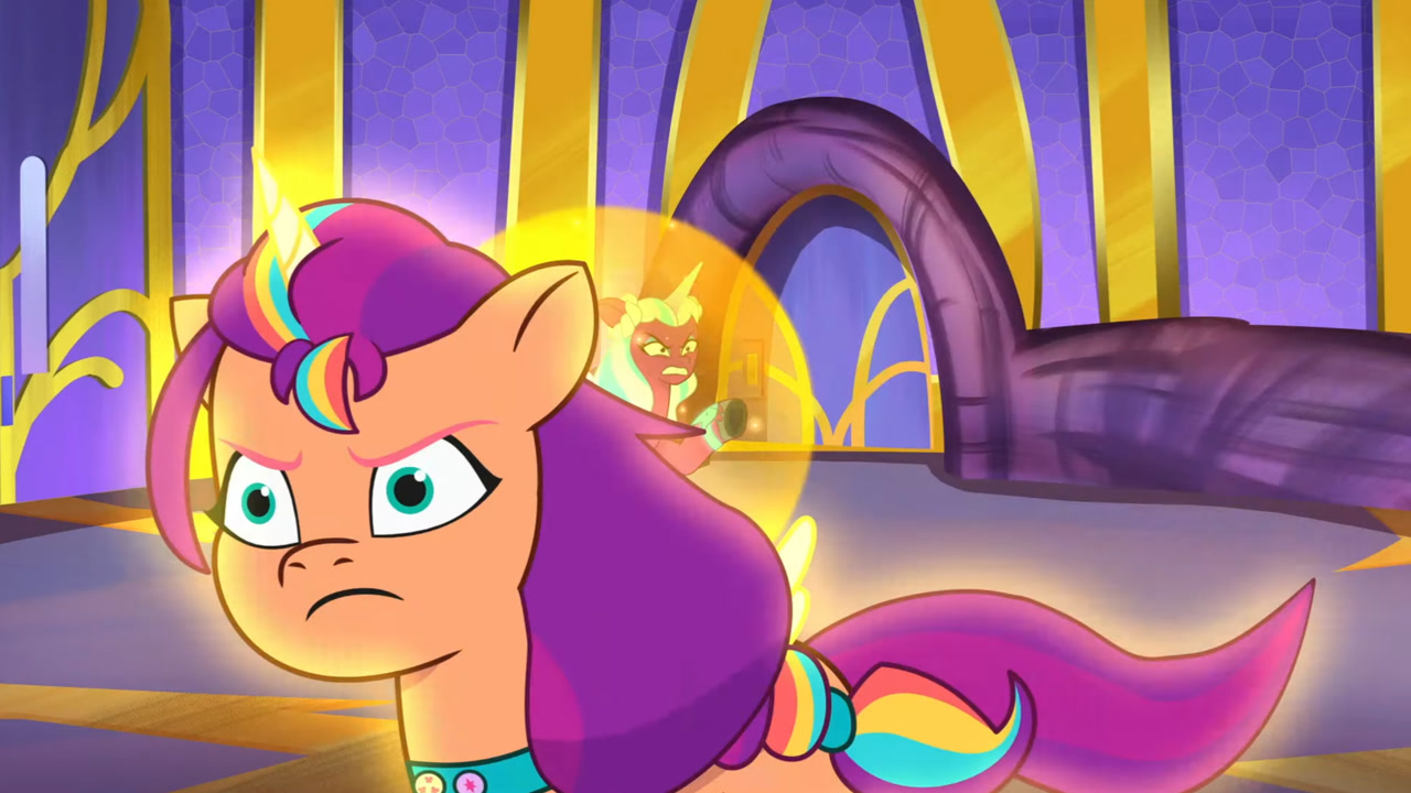 #3145754 - safe, screencap, opaline arcana, sunny starscout, alicorn, pony, g5, i've seen fire ...