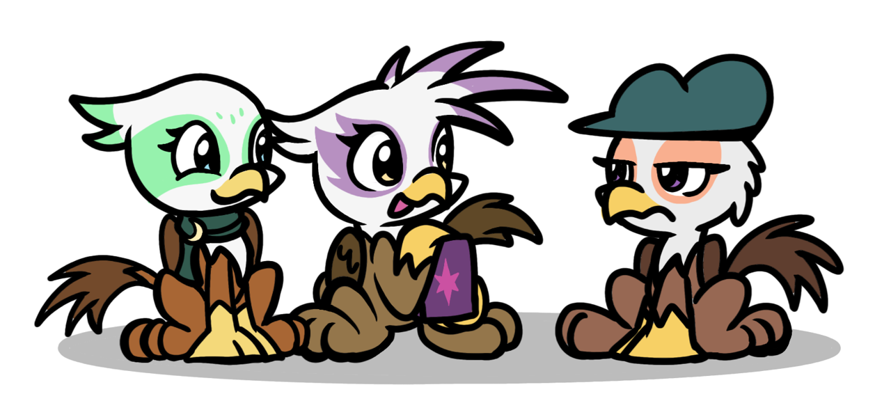 #3147184 - safe, artist:derp pone, gilda, gimme moore, greta, griffon ...