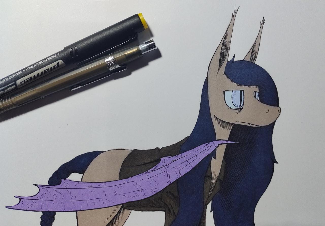 #3135678 - safe, artist:darkhestur, oc, oc only, oc:dark, bat pony, bat ...