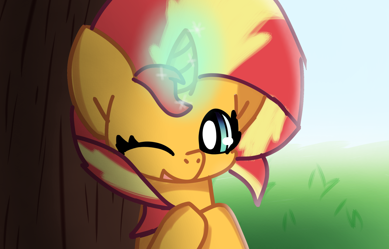 #3136203 - safe, artist:just loq, sunset shimmer, pony, unicorn, bacon ...