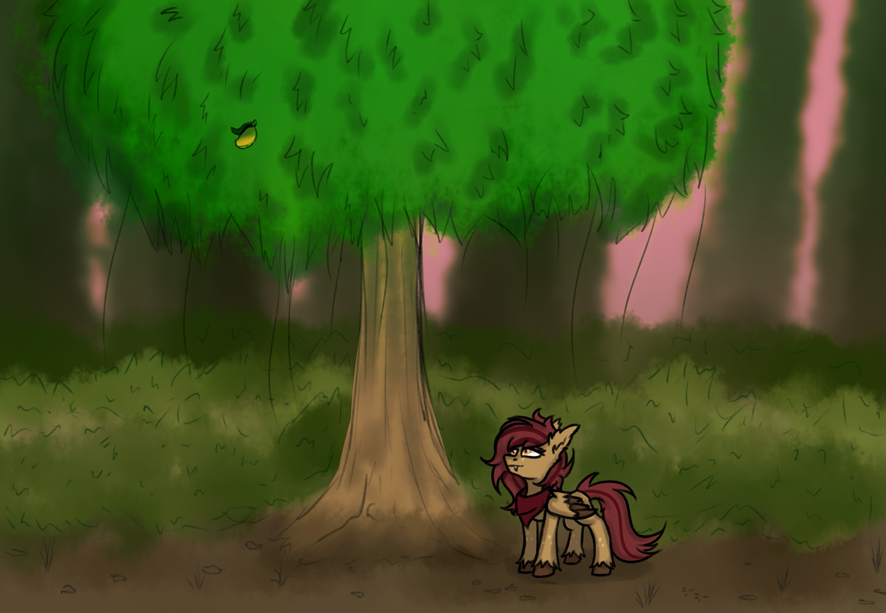 #3148850 - safe, artist:ashel_aras, oc, oc only, bat pony, pegasus, pony, food, forest, forest ...