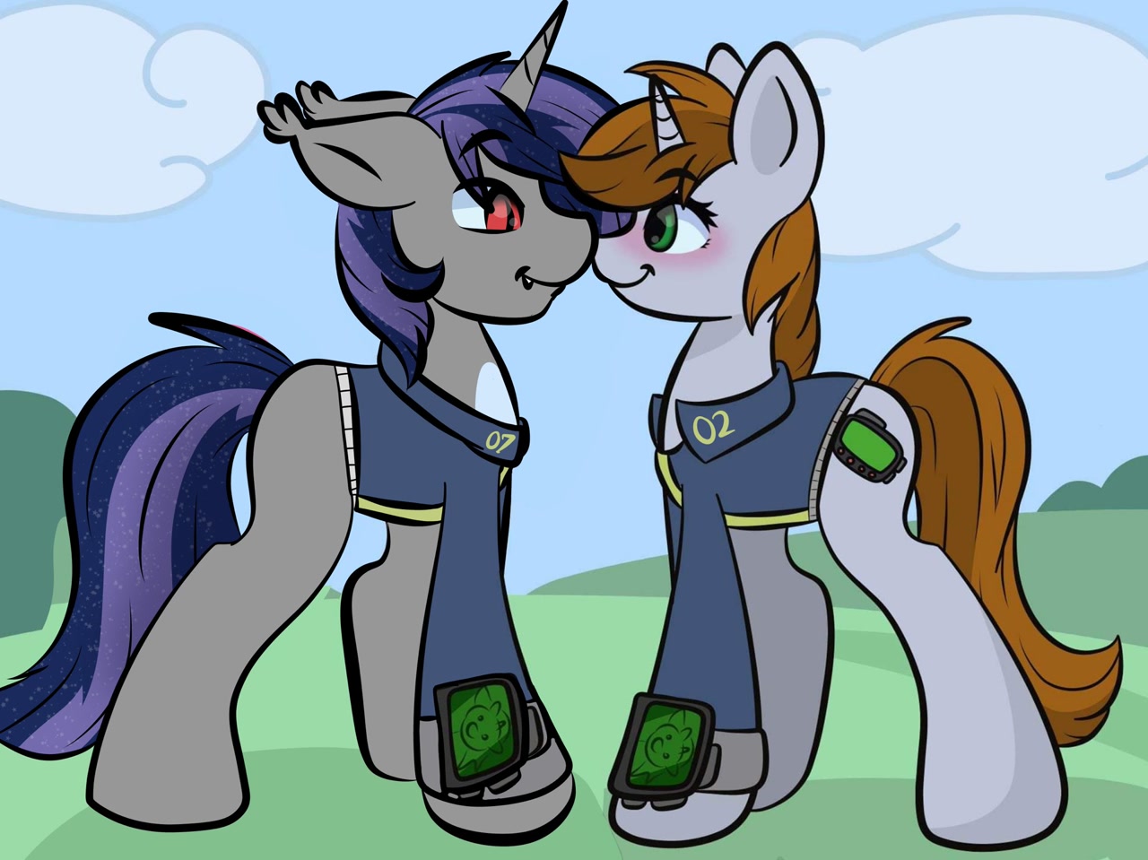 #3149384 - safe, artist:doodle-hooves, oc, oc only, oc:dreaming star, oc:littlepip, bat pony ...