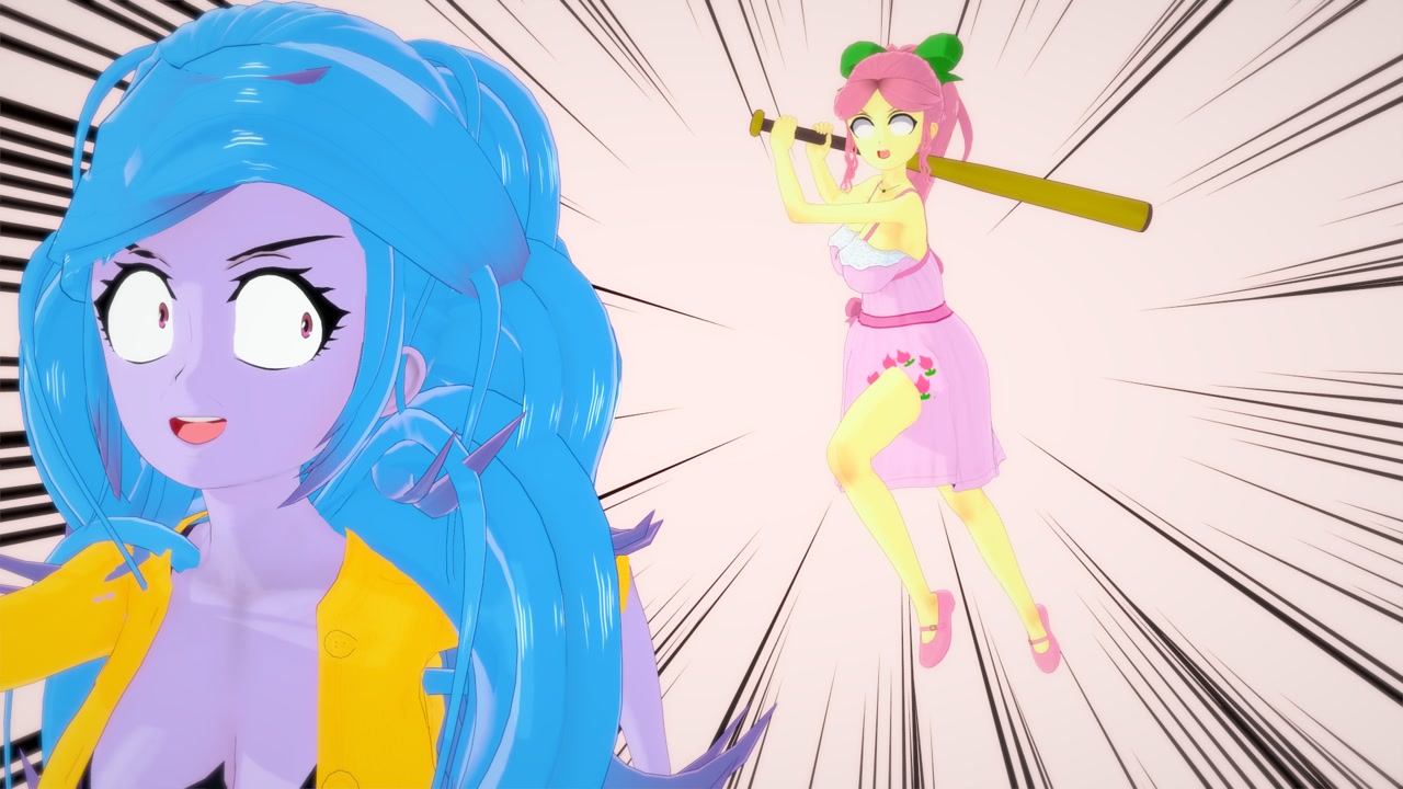 #3149921 - safe, artist:hornydogo, izzy moonbow, posey bloom, human, equestria girls, g4, g5, 3d ...