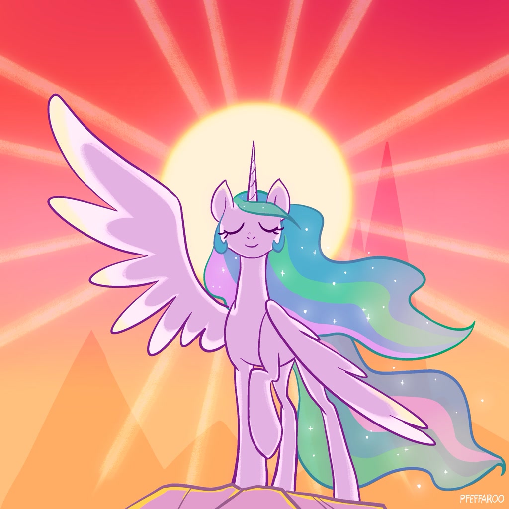 #3150581 - safe, artist:pfeffaroo, princess celestia, alicorn, pony, g4 ...