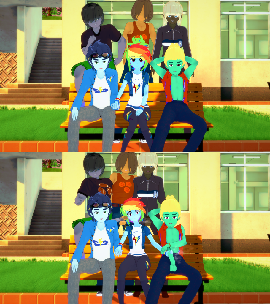 #3151742 - explicit, artist:iconoclasm, dumbbell, hoops, quarterback, rainbow dash, soarin ...