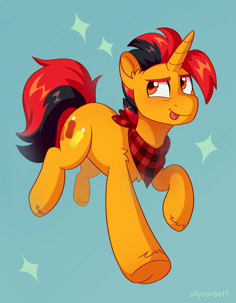 #3151786 - safe, artist:skysorbett, oc, oc only, oc:selest light, pony, unicorn, :p, bandana ...