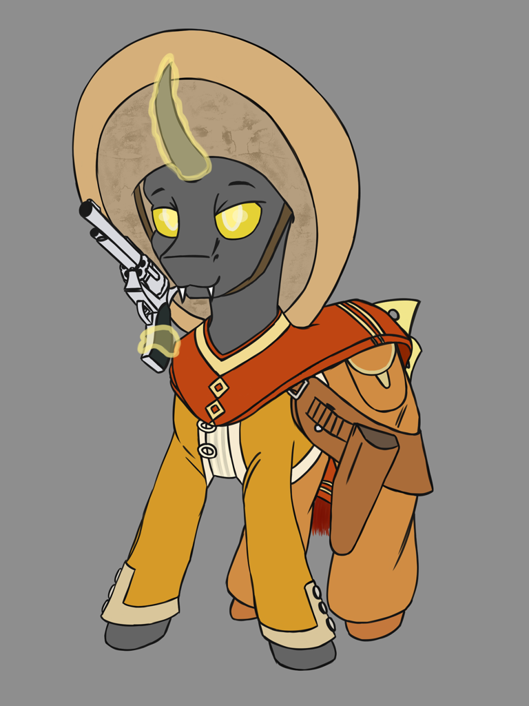 #3152107 - safe, artist:gardarik, oc, changeling, clothes, gun, handgun ...