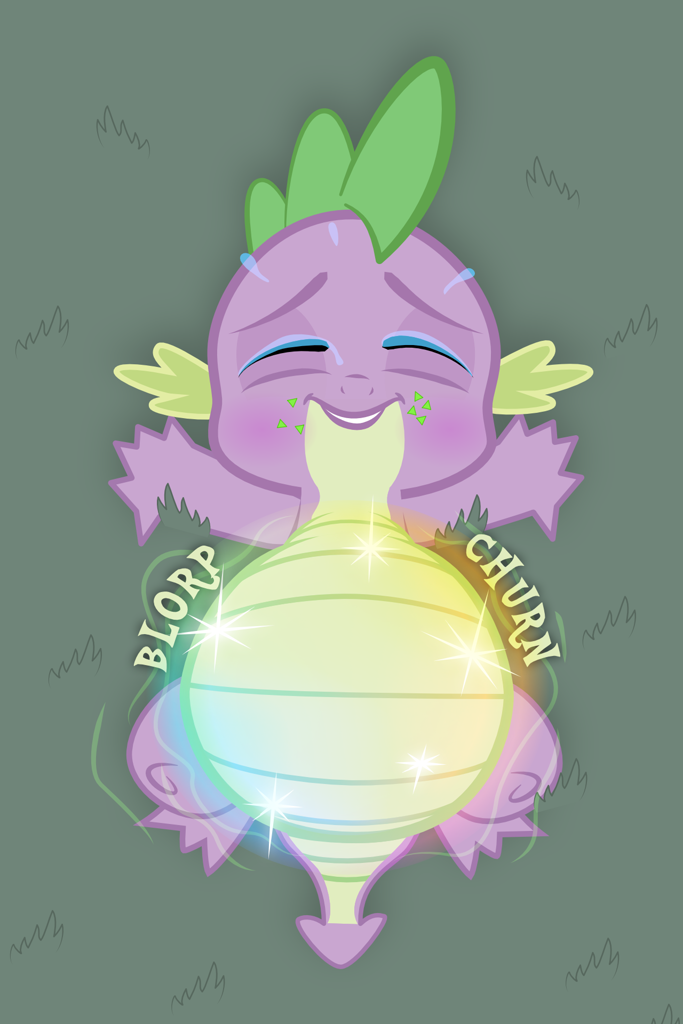 #3153683 - suggestive, artist:tgut, spike, dragon, g4, belly, big belly, digestion, eyes closed ...