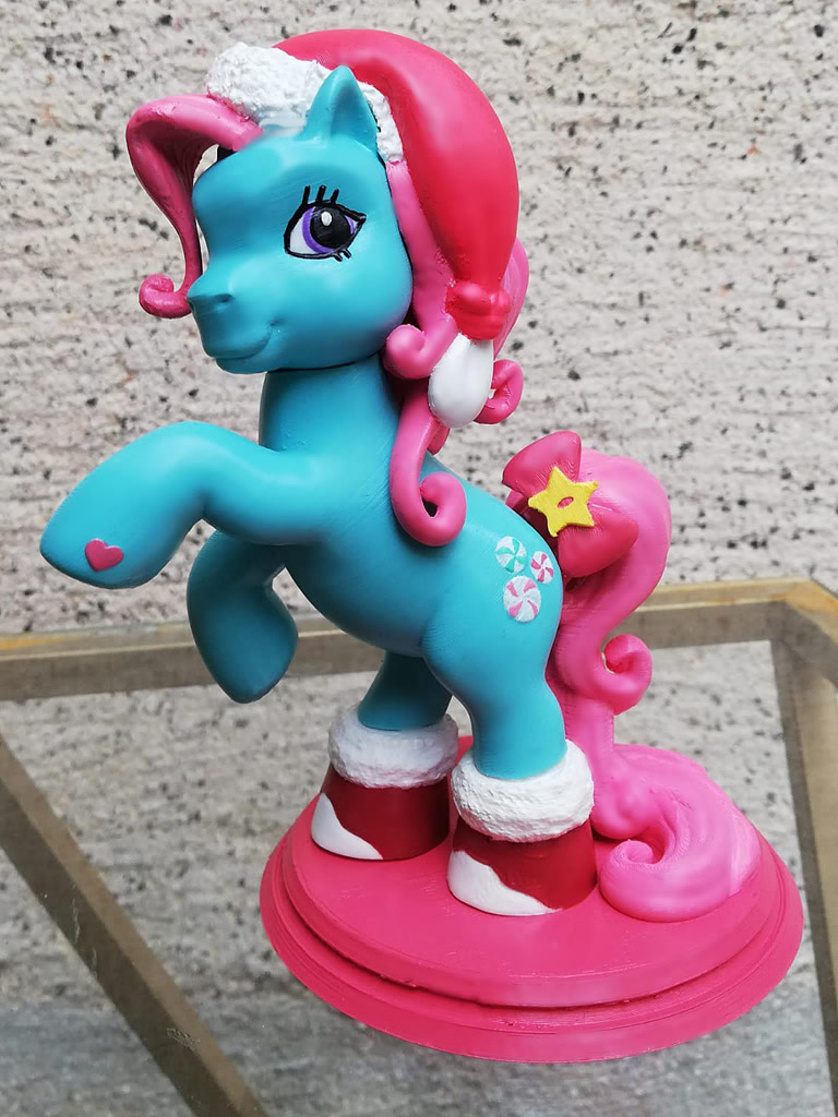 #3153737 - safe, minty, earth pony, pony, g3, 3d print, bow, christmas ...