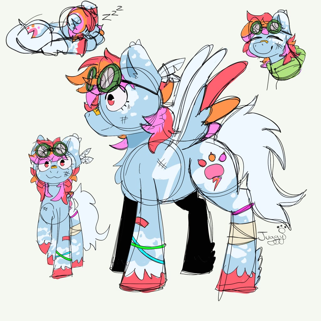 #3153859 - safe, artist:juggy, oc, oc:featherflight, pegasus, pony, blue, colorful ...