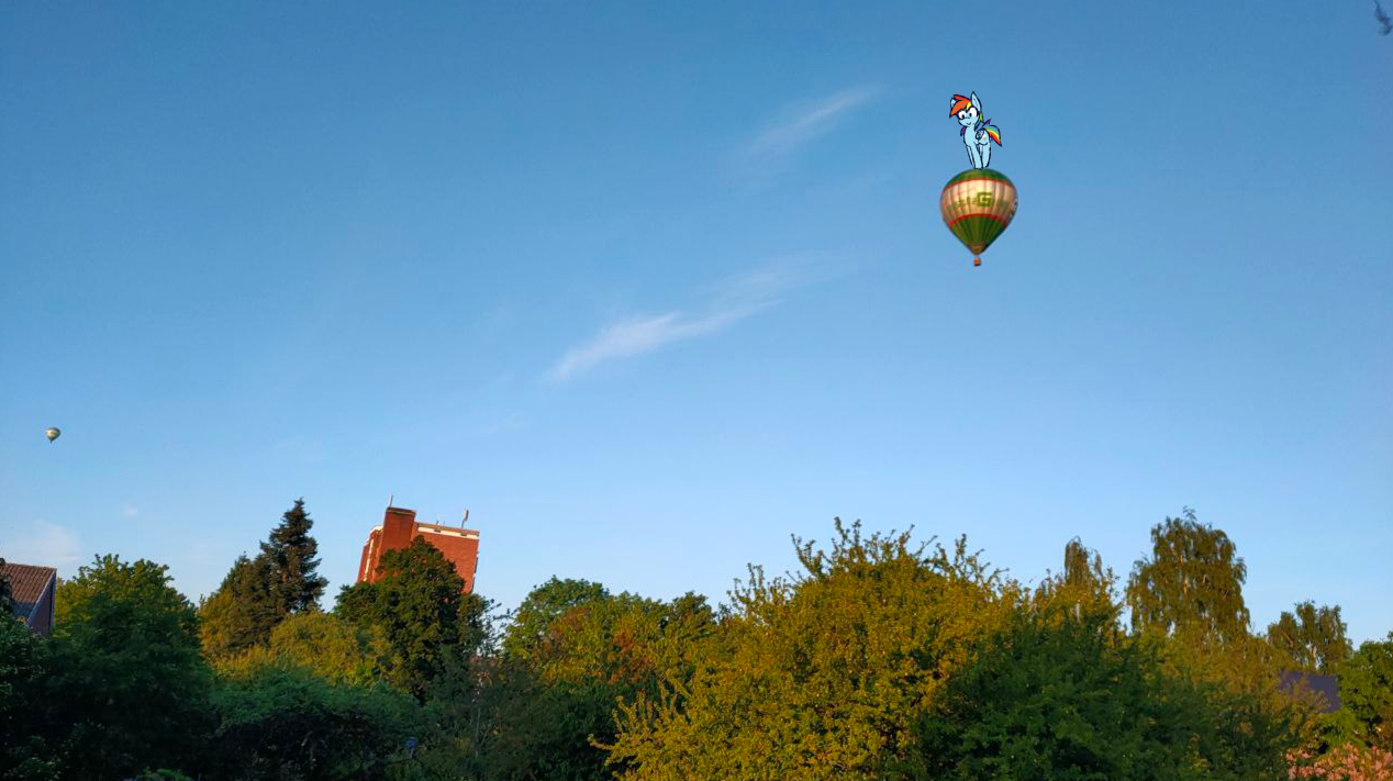 #3136922 - safe, anonymous artist, rainbow dash, g4, balloon, hot air ...