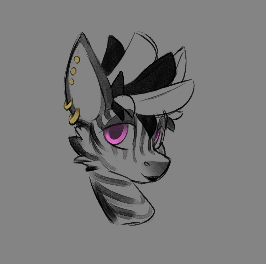 #3154105 - safe, artist:itskaarts, oc, zebra, bust, ear piercing ...