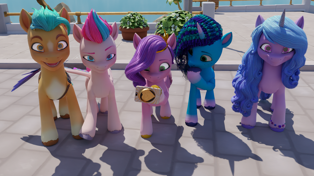 #3154128 - safe, artist:raindashesp, hitch trailblazer, izzy moonbow, misty brightdawn, pipp ...