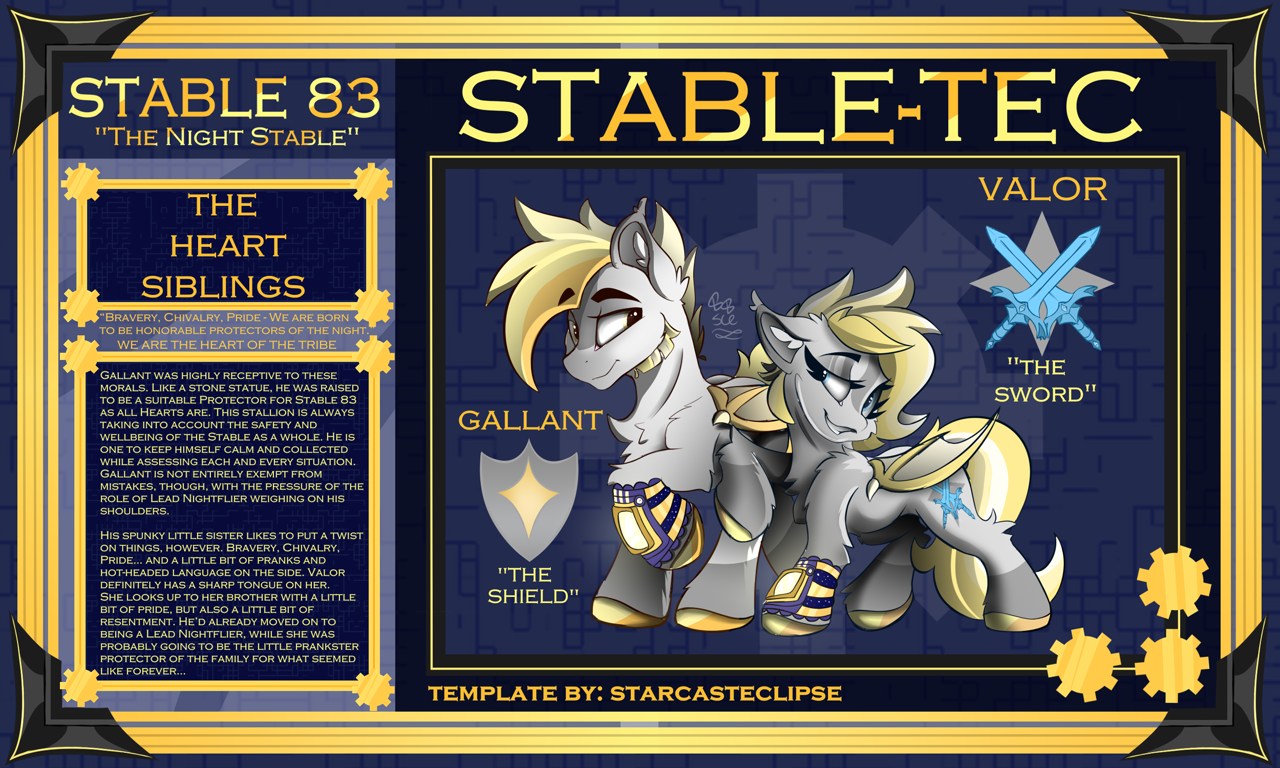 #3138115 - safe, artist:starcasteclipse, oc, oc only, oc:gallantheart, oc:valorheart, bat pony ...