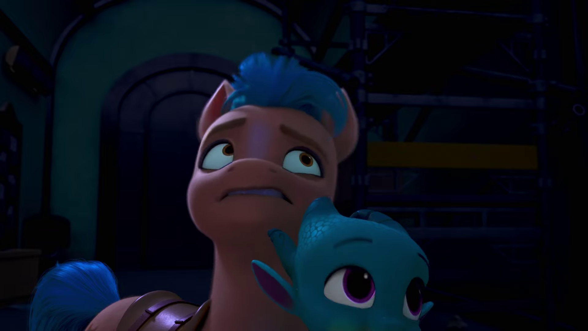 #3138983 - safe, screencap, hitch trailblazer, izzy moonbow, pipp petals, sparky sparkeroni ...