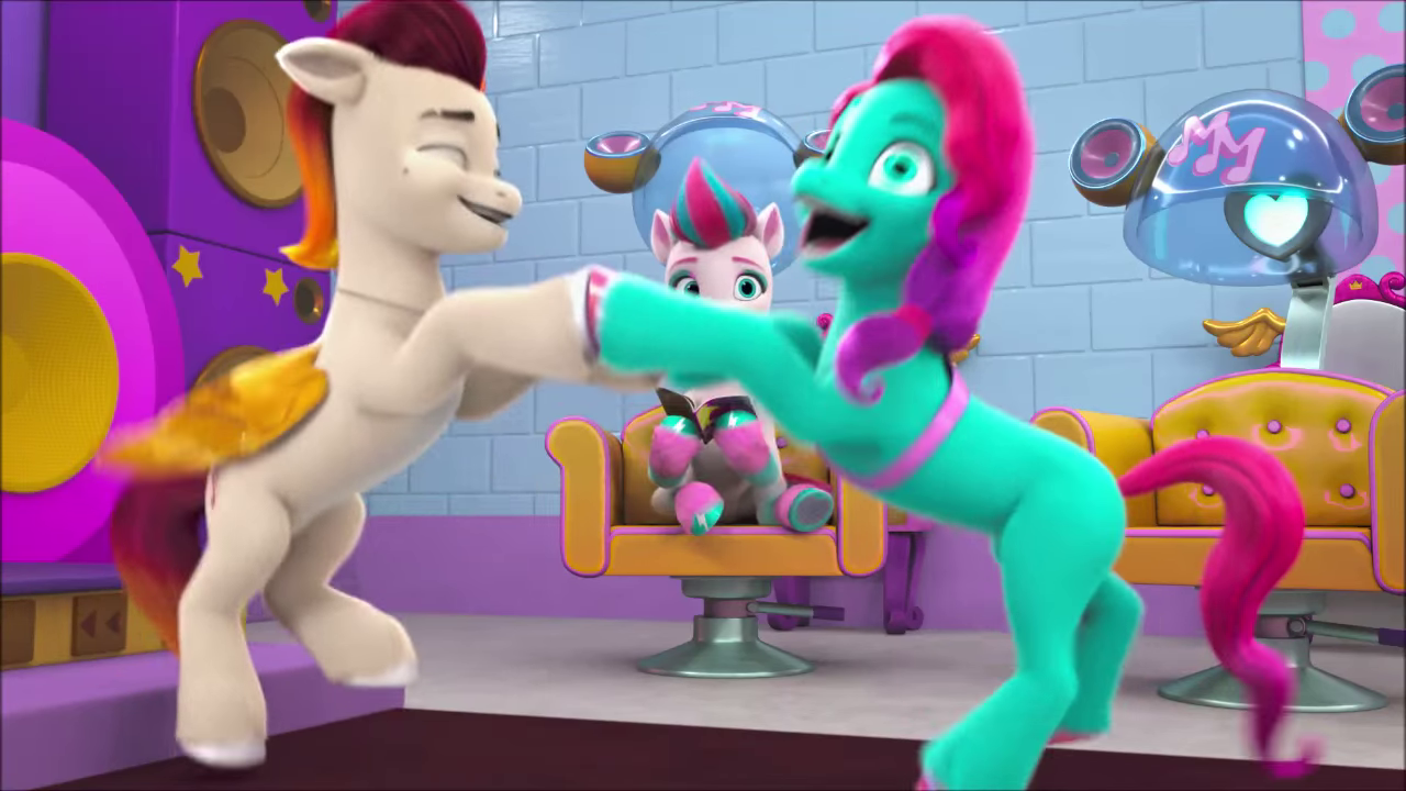 #3139389 - safe, screencap, jazz hooves, rocky riff, zipp storm, earth pony, pegasus, pony, g5 ...