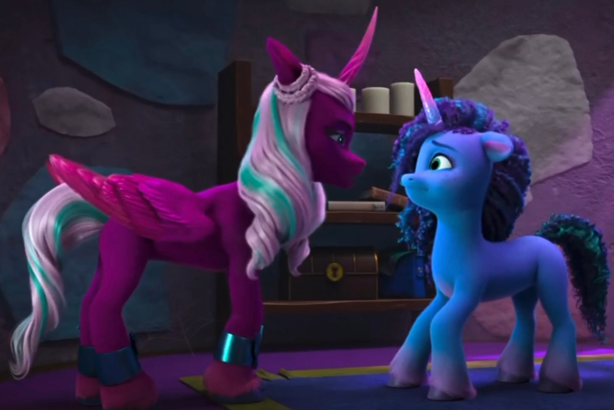 #3161235 - safe, screencap, misty brightdawn, opaline arcana, alicorn, pony, unicorn, g5, my ...