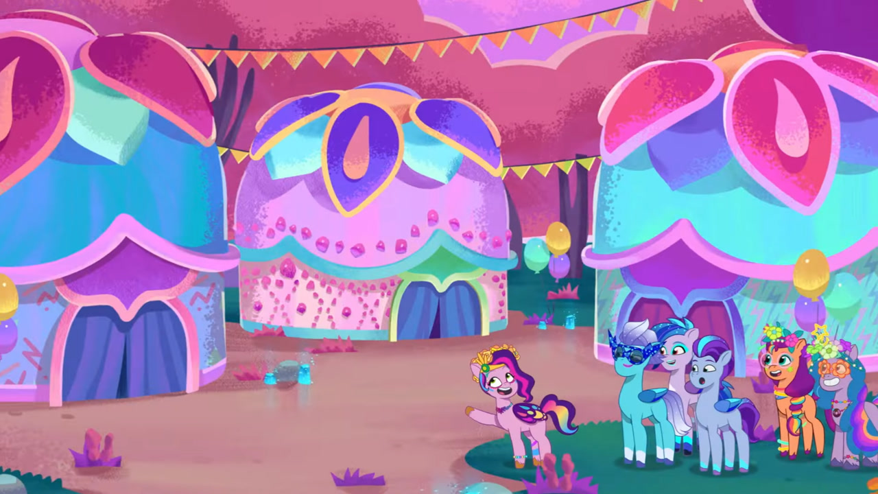 #3162433 - safe, screencap, arpeggia, fretlock, izzy moonbow, jam donut, pipp petals, sunny ...