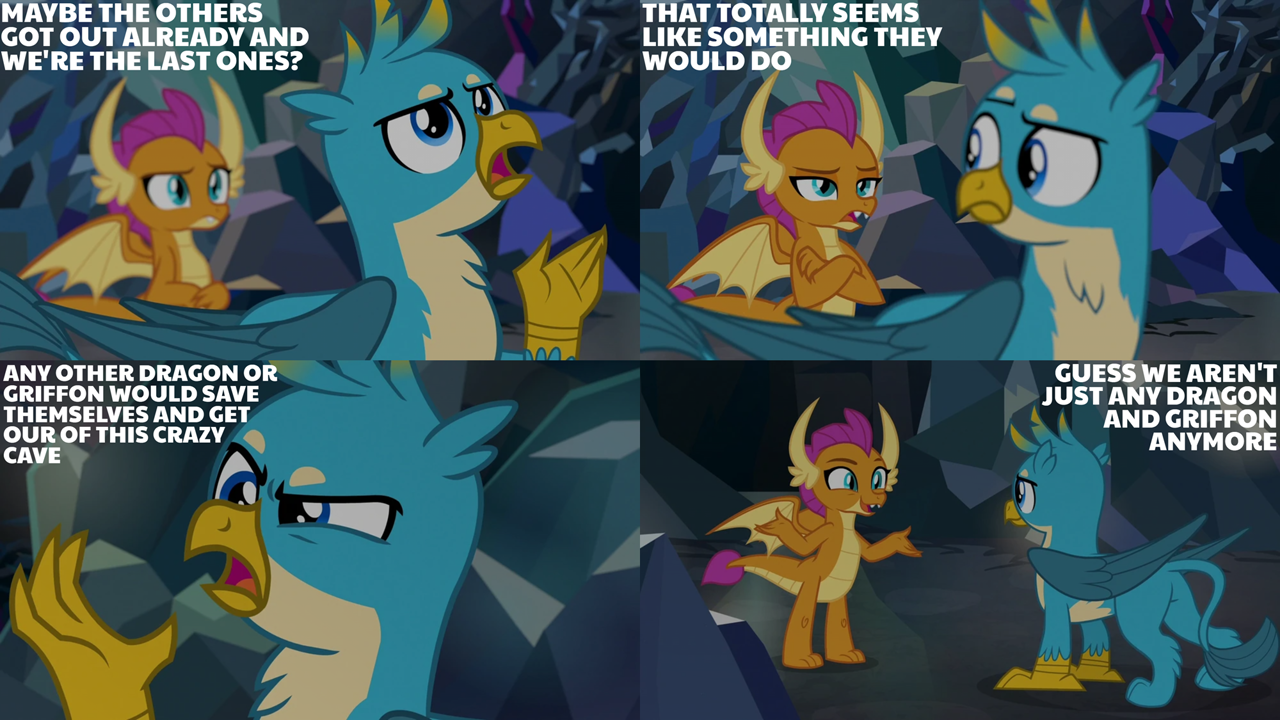 #3164732 - safe, edit, edited screencap, editor:quoterific, screencap, gallus, smolder, dragon ...