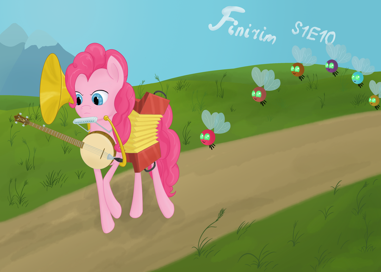 #3165403 - safe, artist:finirim, pinkie pie, earth pony, parasprite ...