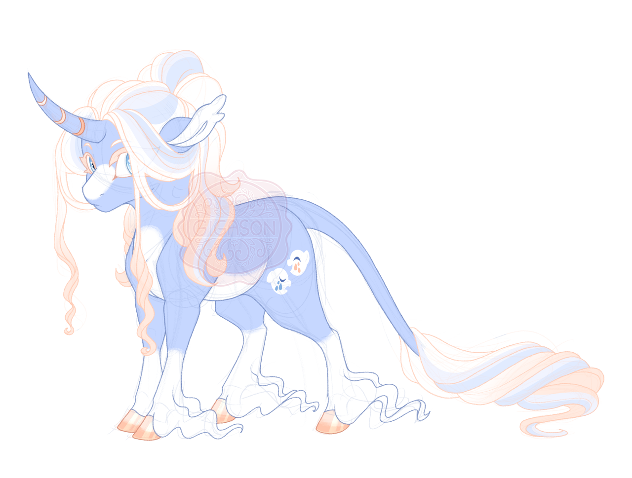 #3155648 - safe, artist:gigason, oc, oc only, oc:pantomime, pony, unicorn, curved horn, female ...