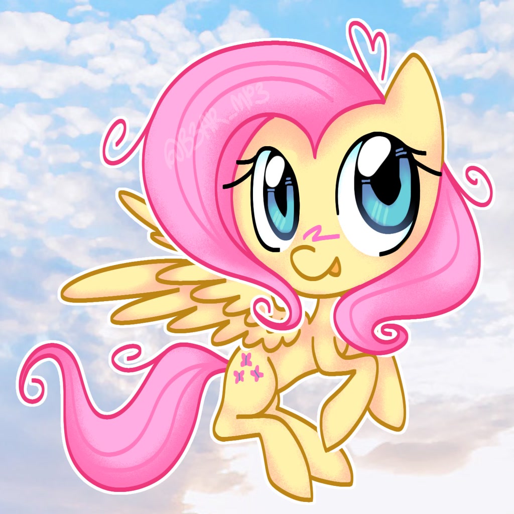 #3166806 - safe, artist:b3ar_mp3, fluttershy, pegasus, pony, g4, ahoge ...