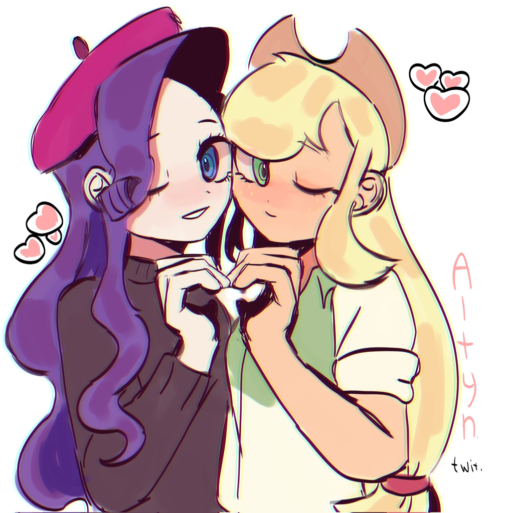 #3167397 - safe, artist:altyn, applejack, rarity, human, equestria ...