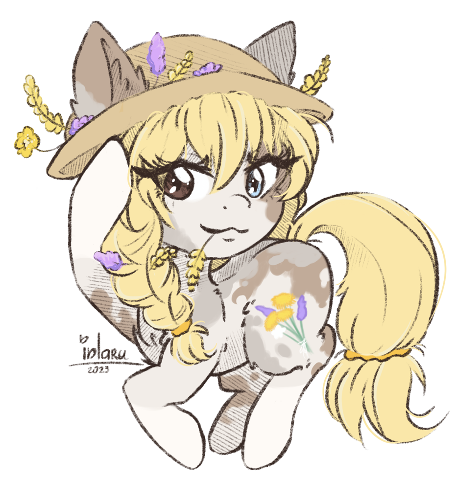 #3168243 - safe, artist:inlaru, oc, oc only, oc:dandelion, earth pony, pony, chibi, colored ...